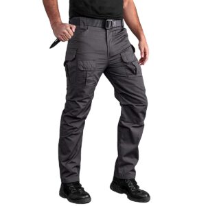 CARWORNIC Gear Men's Tactical Cargo Pants Waterpoof Lightweight Rip Stop EDC Military Combat Trousers Dark Grey