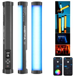 ambitful a2 full-color rgb tube light, cri 95 tlci 97 accurate color,2500k-8500k adjustable,rgb cct hsi mode, 29 fx light effect,app control support, brightness adjustable, magnet design (a2)