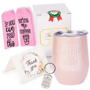 thank you gifts for women birthday gift for women wine tumbler for mom/her/best friends/wine lovers, ideal fun presents for thanks giving gift for sister inspirational gift box