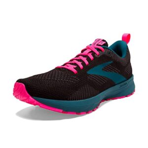 brooks women's revel 5 neutral running shoe - black/blue/pink - 8.5