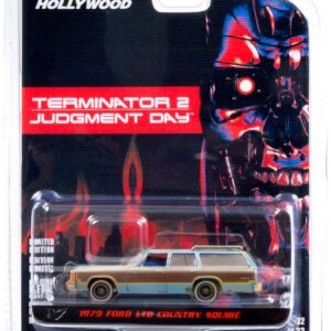 1979 Ford LTD Country Squire Light Blue w/Woodgrain Sides (Weathered) Terminator 2: Judgment Day 1991 Movie 1/64 Diecast Model by Greenlight 44920 C