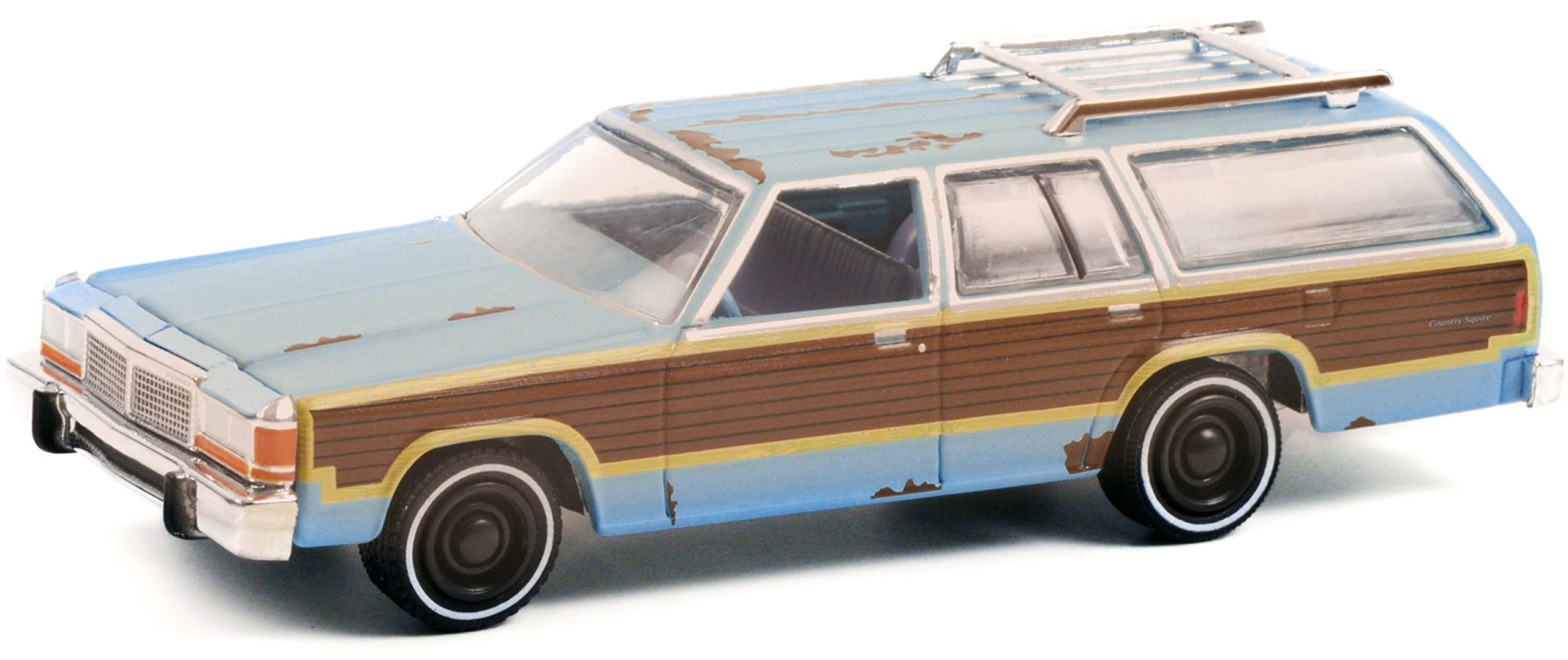 1979 Ford LTD Country Squire Light Blue w/Woodgrain Sides (Weathered) Terminator 2: Judgment Day 1991 Movie 1/64 Diecast Model by Greenlight 44920 C