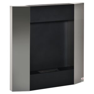 homcom ethanol fireplace, 28.25" wall-mount 0.2 gal stainless steel 215 sq. ft., burns up to 1 hour, silver/black