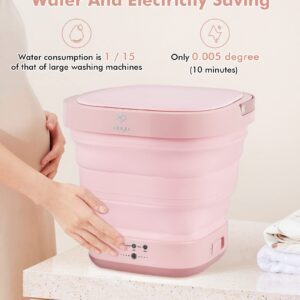 Portable Washing Machine Mini Washer with Drain Basket, Foldable Small Washer for Underwear, Socks, Baby Clothes, Towels, Delicate Items (White)