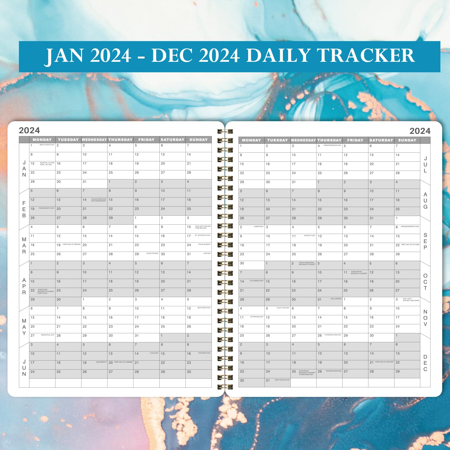 2024 Weekly Appointment Book & Planner - 2024 Daily Hourly Planner, January 2024 - Decmber 2024, 8" x 10", 30-Minute Interval Appointment Book 2024 with Thick Paper - Contrast Watercolor