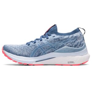 asics women's gel-kayano 28 mesh knit running shoes, 9.5, mist/soft sky