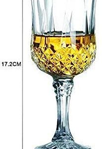 JNSM Wine Glasses/Crystal Clear Champagne Wine Glasses with Diamond Cuts for Any Occasion (220ml, Set of 2)