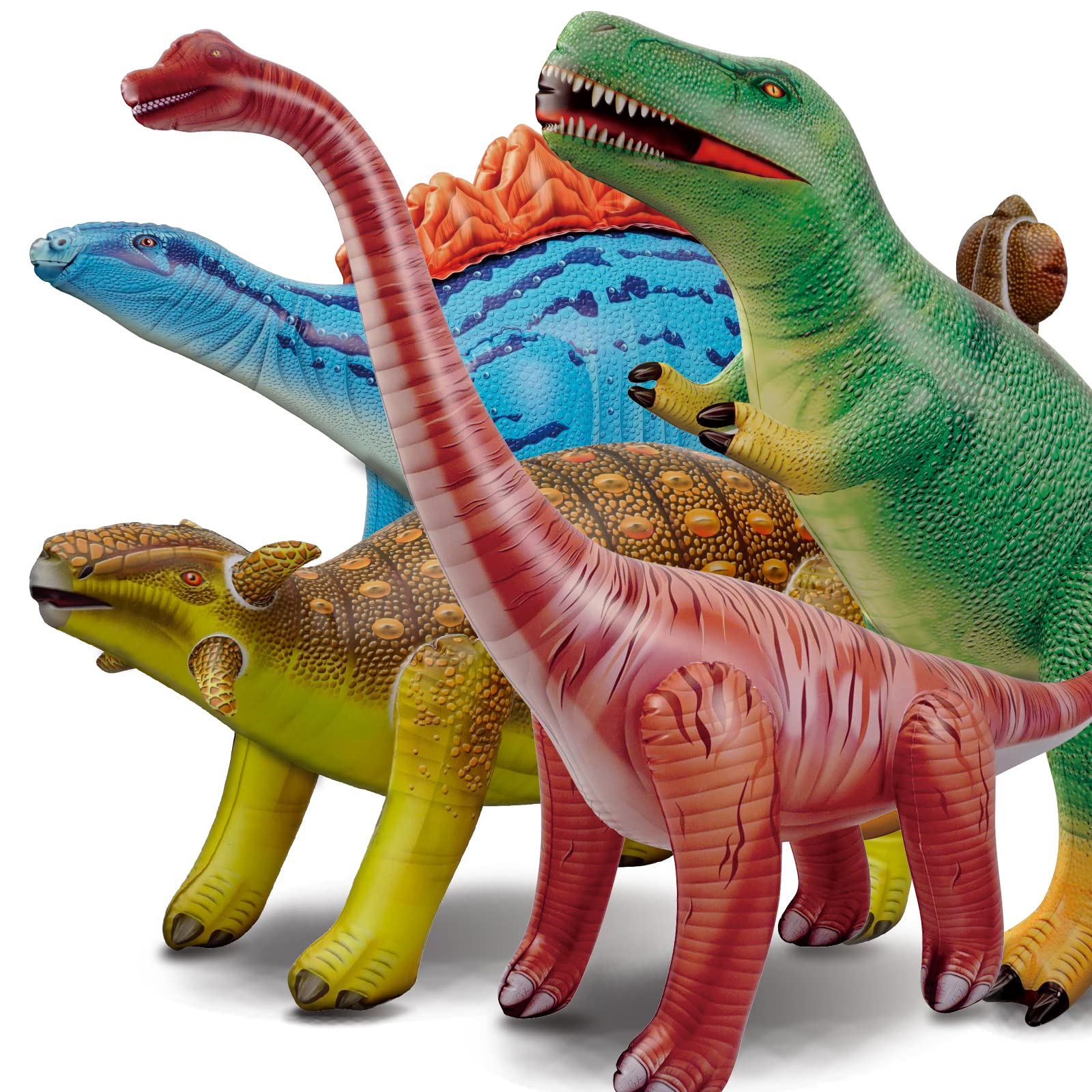 SELPONT c Inflatable Dinosaur Party Supplies Birthday Decorations Balloon Dinosaur Birthday Party Supplies Blow up 3-5-12th Kids Toys(Tyrannosaurus, Stegosaurus, Brachiosaurus Ankylosaurus)