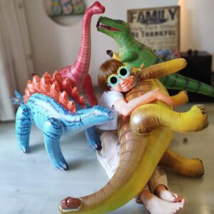 SELPONT c Inflatable Dinosaur Party Supplies Birthday Decorations Balloon Dinosaur Birthday Party Supplies Blow up 3-5-12th Kids Toys(Tyrannosaurus, Stegosaurus, Brachiosaurus Ankylosaurus)