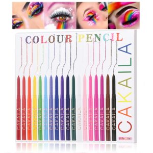 18 colors eyeliner pen set, eye shadow pencil, pearl eyeliner kit metallic eyeliner pencil glitter colored eyeliner for women eye&lip liner professional waterproof retractable eyeliner (18pcs)