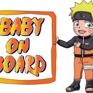 Baby on Board Sign Super Funny Cartoon Sticker to Caution Drivers by Placing Warning Decals on Car Accessories Windows Bumpers for Safety Measures Perfectly Designed Anime in |5" Height X 7" Width|