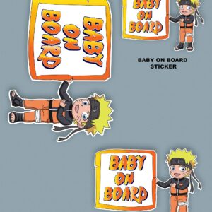 Baby on Board Sign Super Funny Cartoon Sticker to Caution Drivers by Placing Warning Decals on Car Accessories Windows Bumpers for Safety Measures Perfectly Designed Anime in |5" Height X 7" Width|