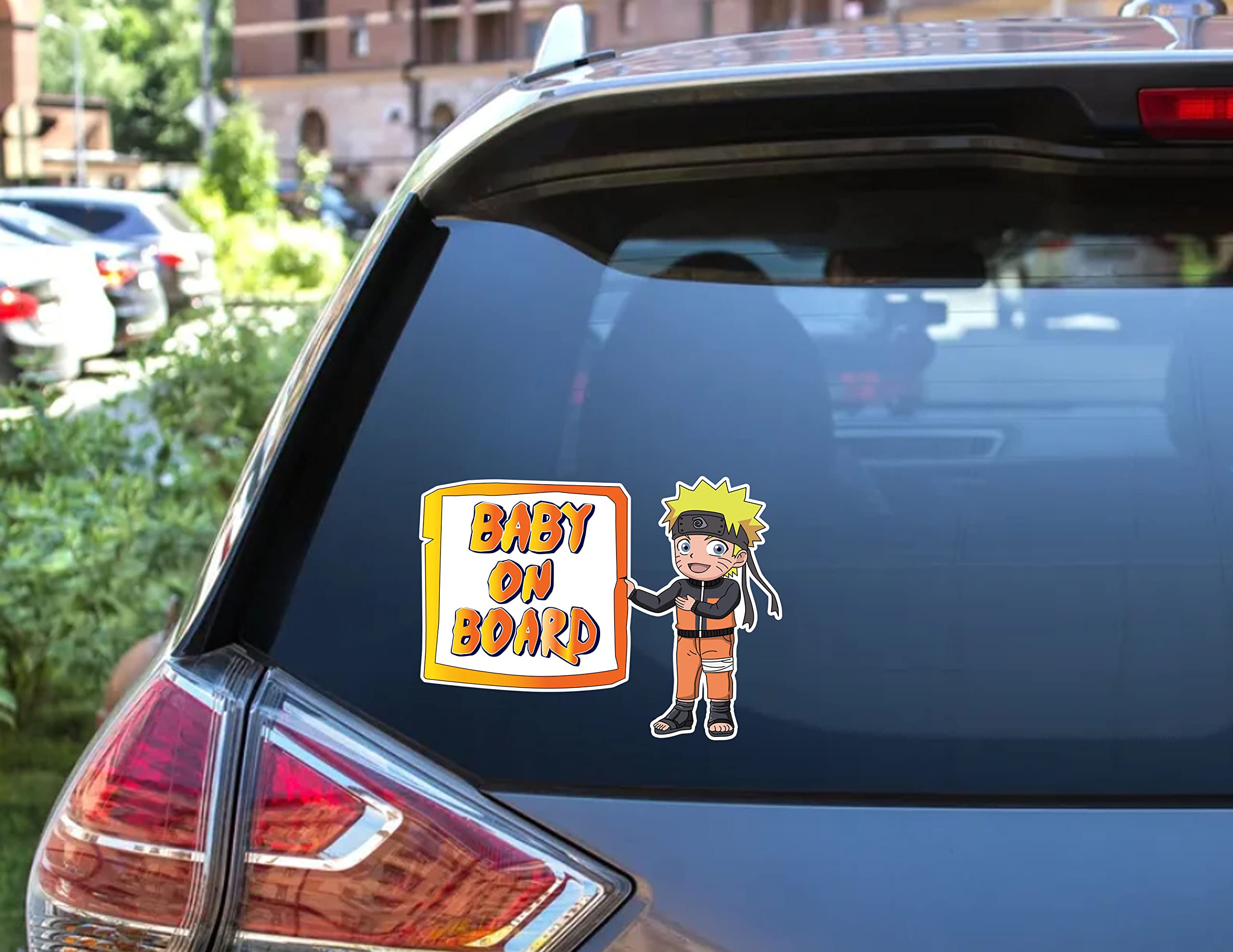 Baby on Board Sign Super Funny Cartoon Sticker to Caution Drivers by Placing Warning Decals on Car Accessories Windows Bumpers for Safety Measures Perfectly Designed Anime in |5" Height X 7" Width|