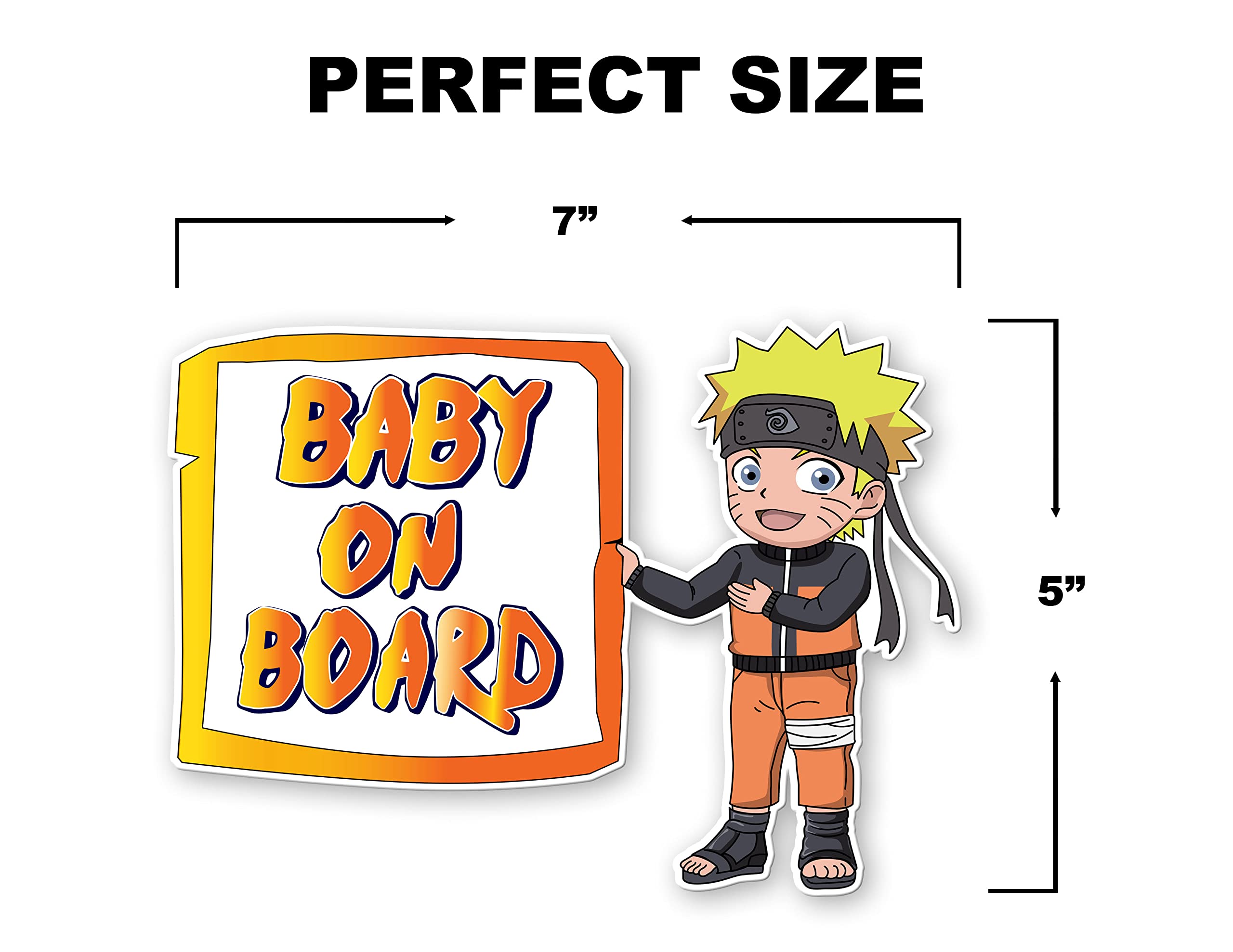 Baby on Board Sign Super Funny Cartoon Sticker to Caution Drivers by Placing Warning Decals on Car Accessories Windows Bumpers for Safety Measures Perfectly Designed Anime in |5" Height X 7" Width|