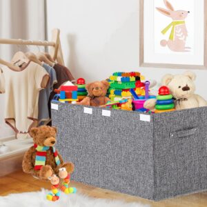 VERONLY Large Toy Box Chest Storage with Lid - Collapsible Kids Toys Boxes Organizer Bins Baskets with Handles for Boys, Girls,Nursery,Playroom,Clothes,Blanket,Bedroom( Gray)