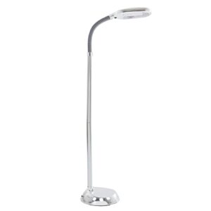 adjustable floor lamp – full spectrum natural sunlight lamp with bendable neck - reading, crafts, esthetician floor light by lavish home (chrome)