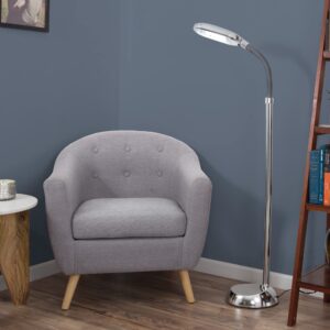 Adjustable Floor Lamp – Full Spectrum Natural Sunlight Lamp with Bendable Neck - Reading, Crafts, Esthetician Floor Light by Lavish Home (Chrome)