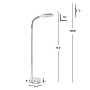 Adjustable Floor Lamp – Full Spectrum Natural Sunlight Lamp with Bendable Neck - Reading, Crafts, Esthetician Floor Light by Lavish Home (Chrome)