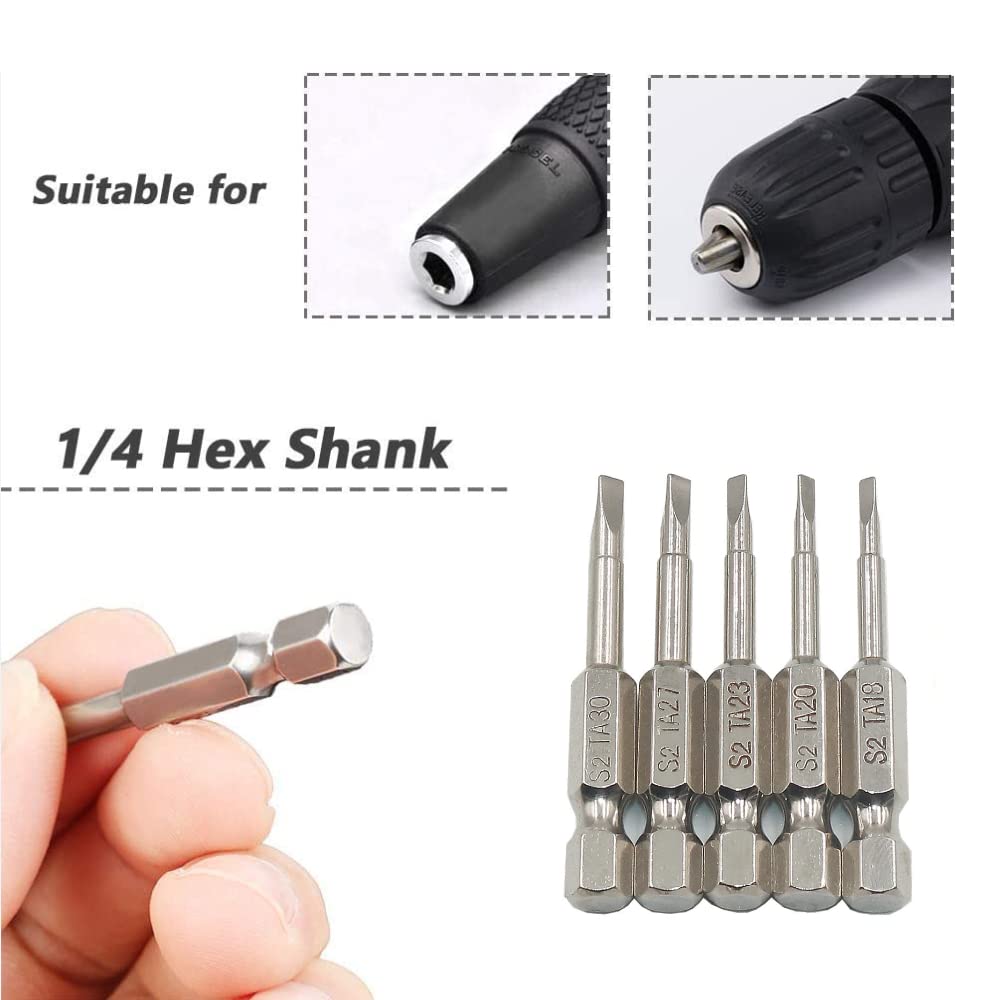 Uacen 5 Piece Magnetic Triangle Screwdriver Bit, S2 Steel Triangular Screwdriver Bit Set 1/4 Inch Hex Triangle Drill, 50 mm Length