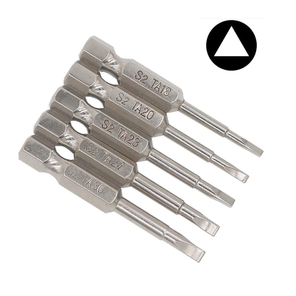 Uacen 5 Piece Magnetic Triangle Screwdriver Bit, S2 Steel Triangular Screwdriver Bit Set 1/4 Inch Hex Triangle Drill, 50 mm Length