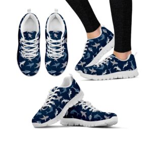 Wanyint Shark Print Running Sneakers for Women Men Underwater Blue Ocean Animal Comfortable Fashion Trainers Shoes Road Running Shoes