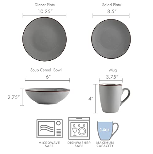 Pfaltzgraff Pierce 16-Piece Dinnerware Set, Service for 4, Gray