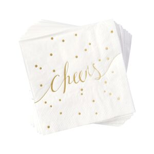 white and gold napkins pack of 100 disposable bar napkins wedding cocktail napkins bachelorette napkins engagement napkins beverage napkins cocktail napkins 3 ply – by simple-glee