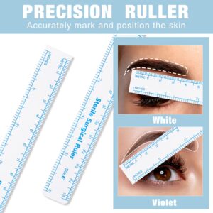 8 Pieces Microblading Marker Pen with Paper Ruler Skin Marker Eyebrow Permanent Makeup Position Mark Tools Markers Pen for Eyebrow Lips Skin