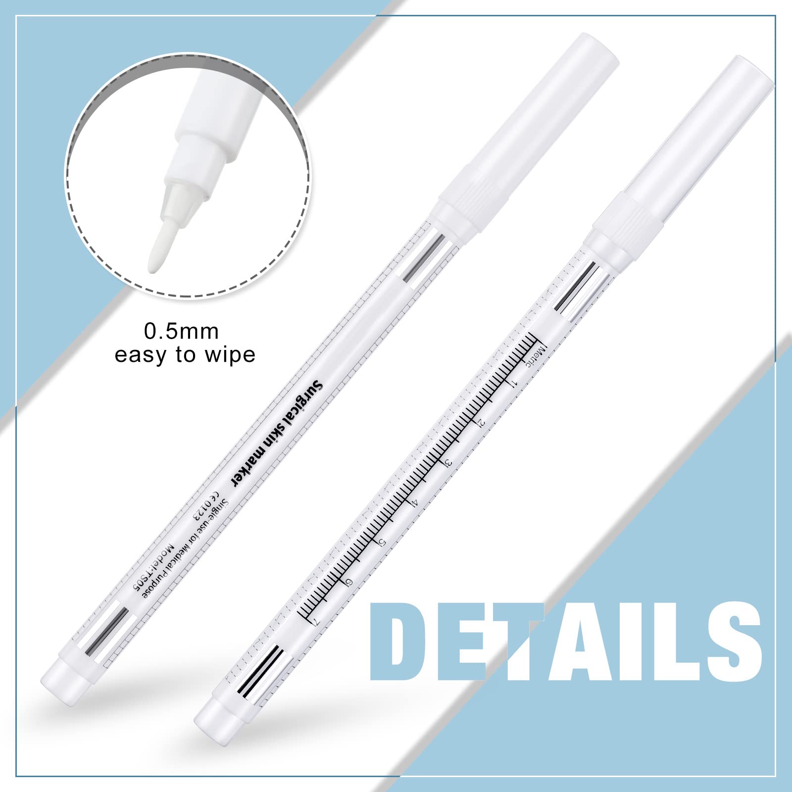 8 Pieces Microblading Marker Pen with Paper Ruler Skin Marker Eyebrow Permanent Makeup Position Mark Tools Markers Pen for Eyebrow Lips Skin