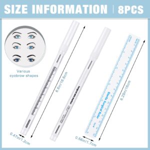 8 Pieces Microblading Marker Pen with Paper Ruler Skin Marker Eyebrow Permanent Makeup Position Mark Tools Markers Pen for Eyebrow Lips Skin