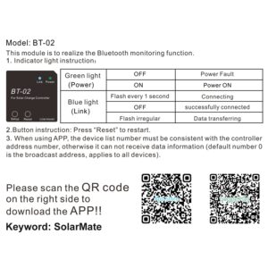 GCSOAR Bluetooth Adapter BT-02 Accessory for MPPT Solar Charge Controller via APP Monitoring & Setting Parameters (BT-02)