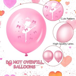 48 Pieces Pink White Confetti Latex Balloons 12 Inch Ballerina Birthday Party Decorations Ballet Balloons Ballerina for Birthday Engagement Wedding Baby Shower Bridal Shower Party Graduation Supplies