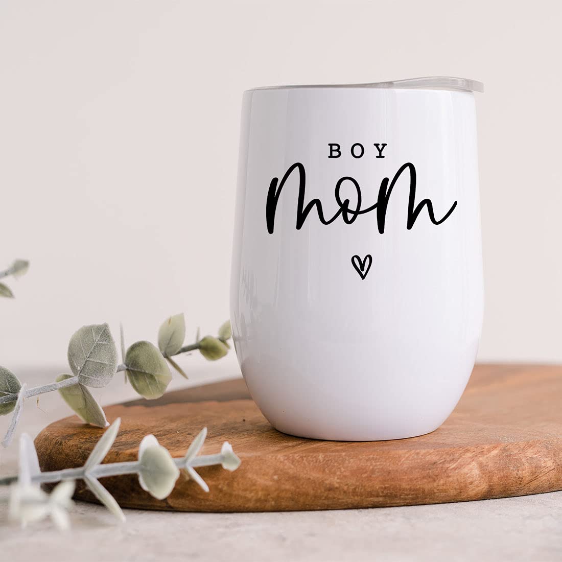 Andaz Press Funny Mother's Day Wine Tumbler with Lid, Boy Mom, 12 Oz Stemless Stainless Steel Insulated Birthday Christmas Gift for New Mom Mama Tumbler Mom Tumbler Mom to Be