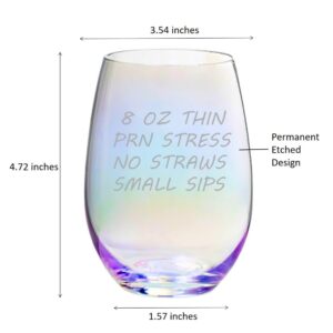 Valentines Day Gifts for SLP, Speech Language Pathologist Rainbow Engraved Stemless Wine Glass, SLP Gifts Women