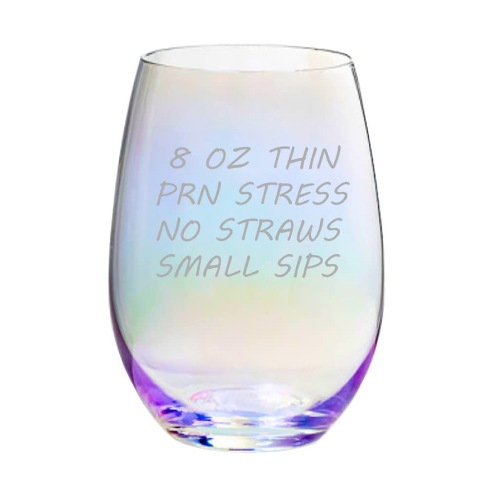 Valentines Day Gifts for SLP, Speech Language Pathologist Rainbow Engraved Stemless Wine Glass, SLP Gifts Women