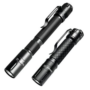 mini flashlight 3 modes small flashlights led powerful high lumens tactical pen light with clip,slim portable pocket compact torch for emergency inspection aaa battery water-resistant (3.4 & 5.2 inch)