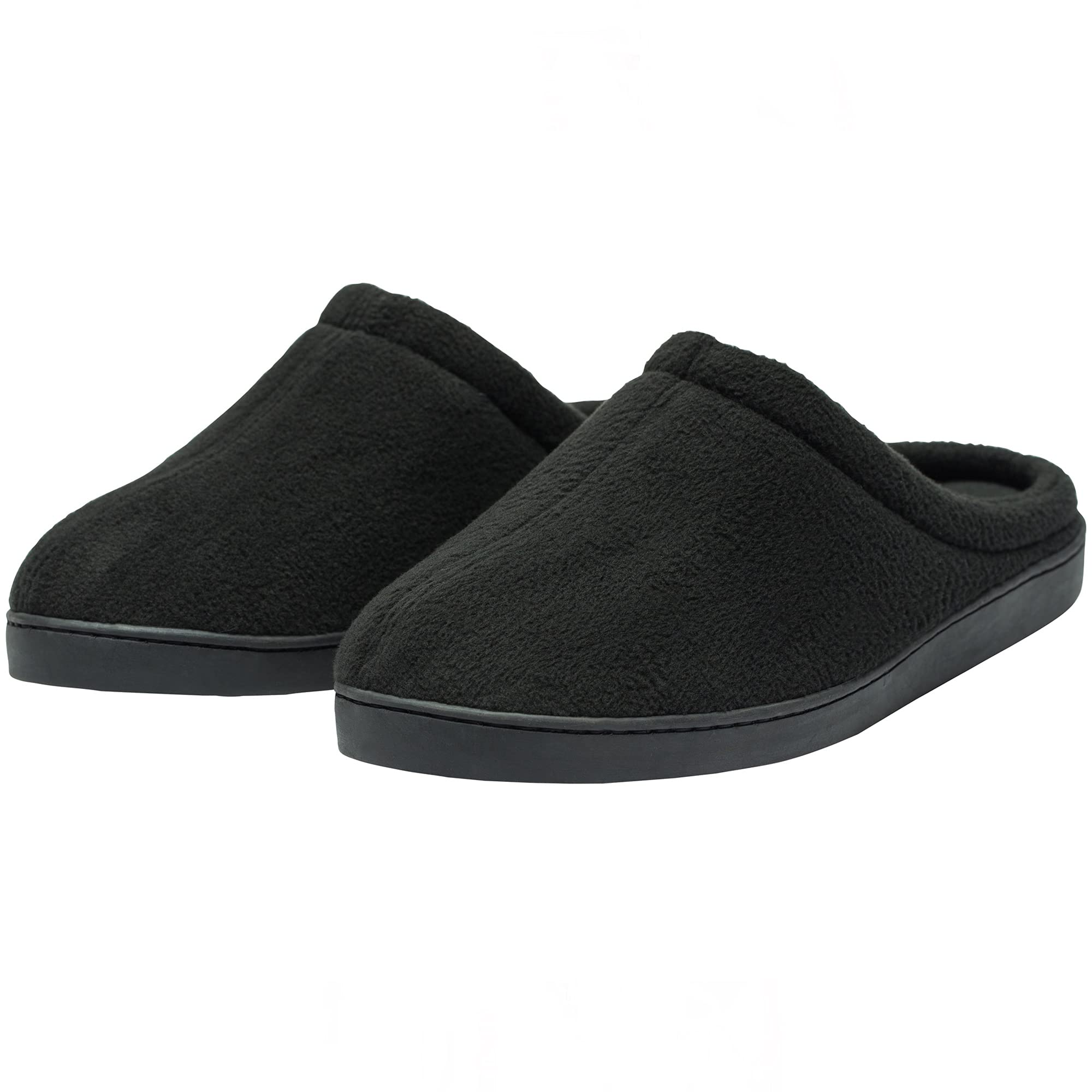 Alpine Swiss Peter Mens Memory Foam Wide Fleece Clog Slippers Slip On House Shoes Black 10 W US