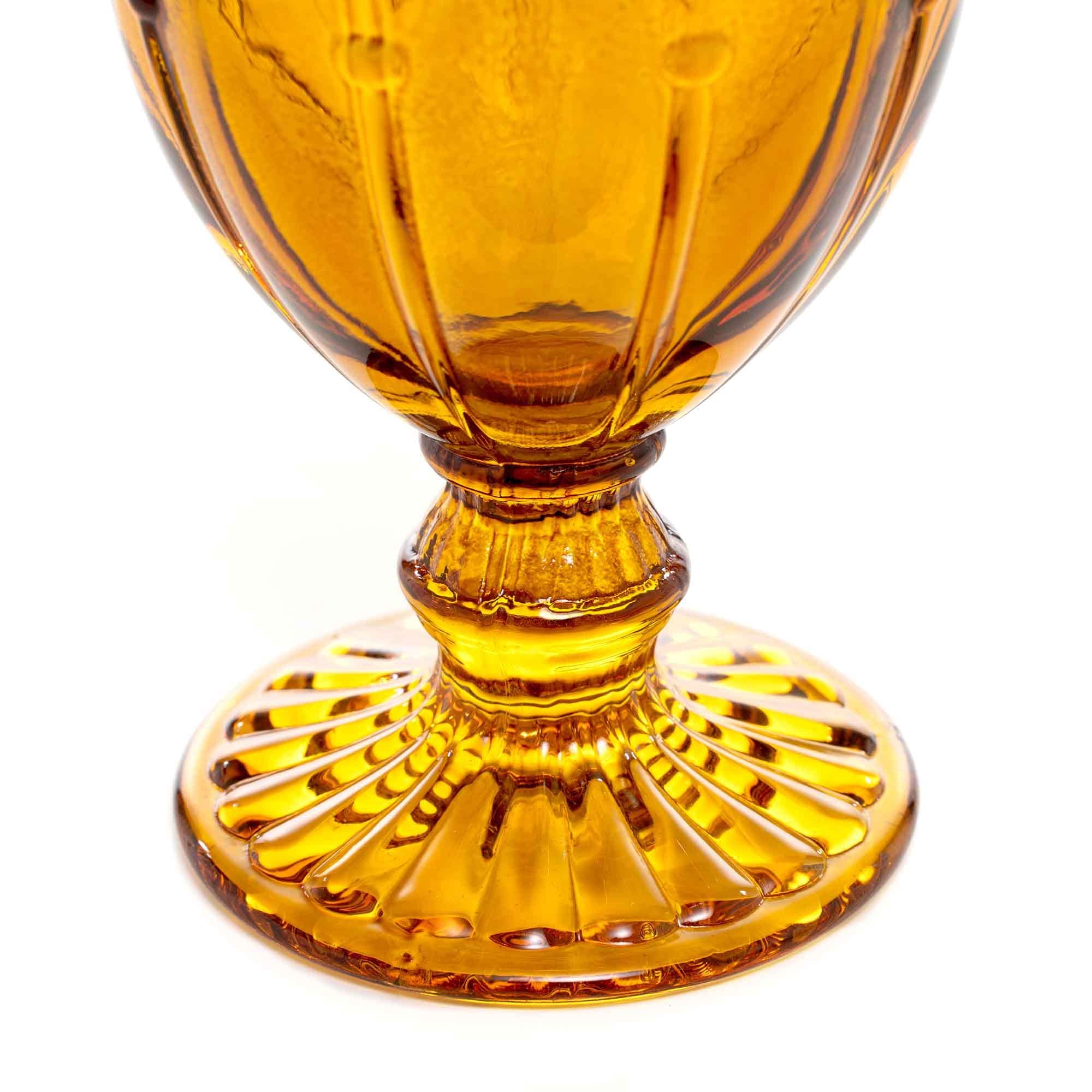 Simple Elements Vintage Amber Wine Glass Goblet Set 3.5"W x 6.5"H 10 oz Set of 6