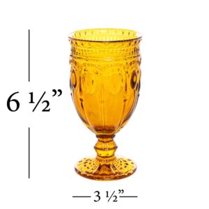 Simple Elements Vintage Amber Wine Glass Goblet Set 3.5"W x 6.5"H 10 oz Set of 6