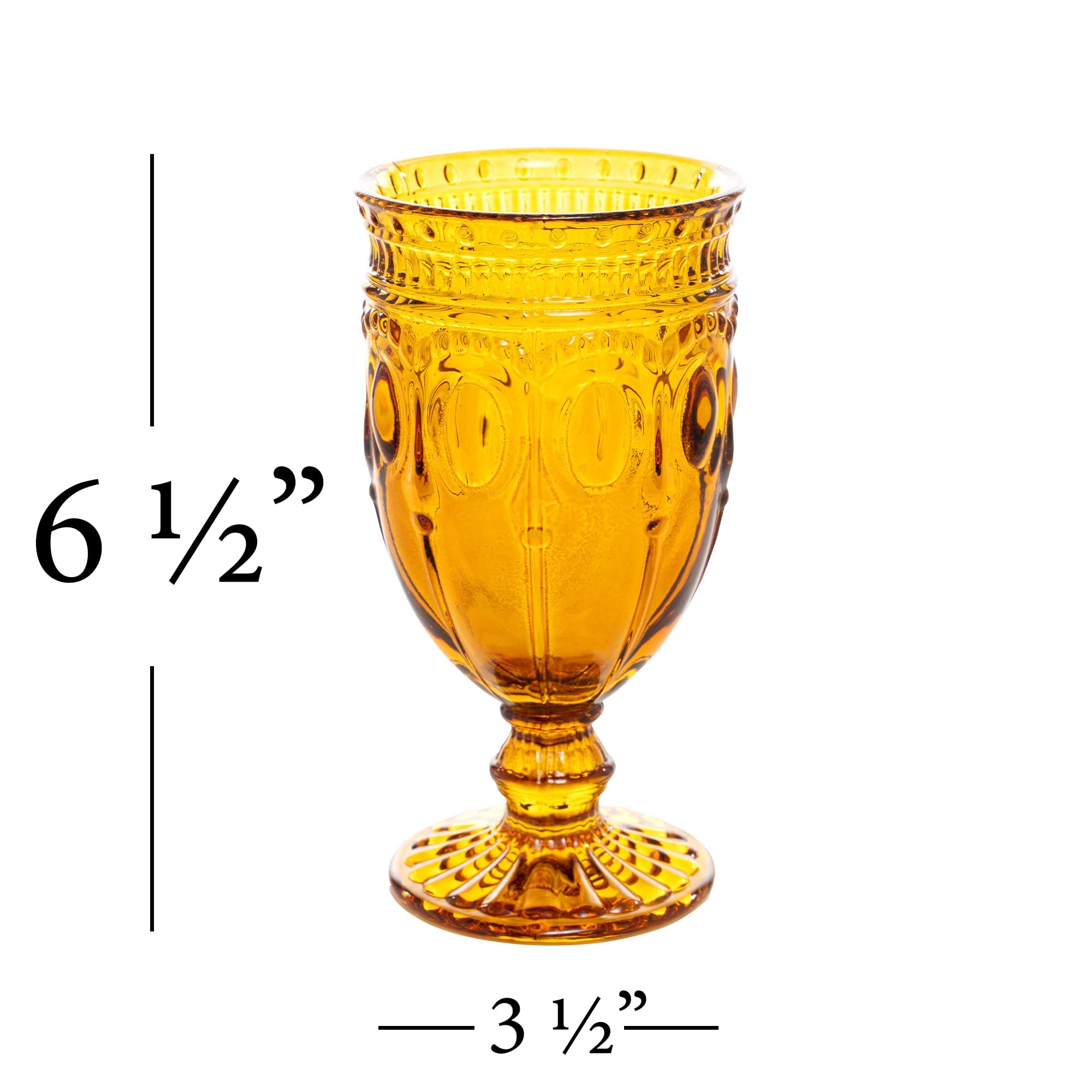 Simple Elements Vintage Amber Wine Glass Goblet Set 3.5"W x 6.5"H 10 oz Set of 6