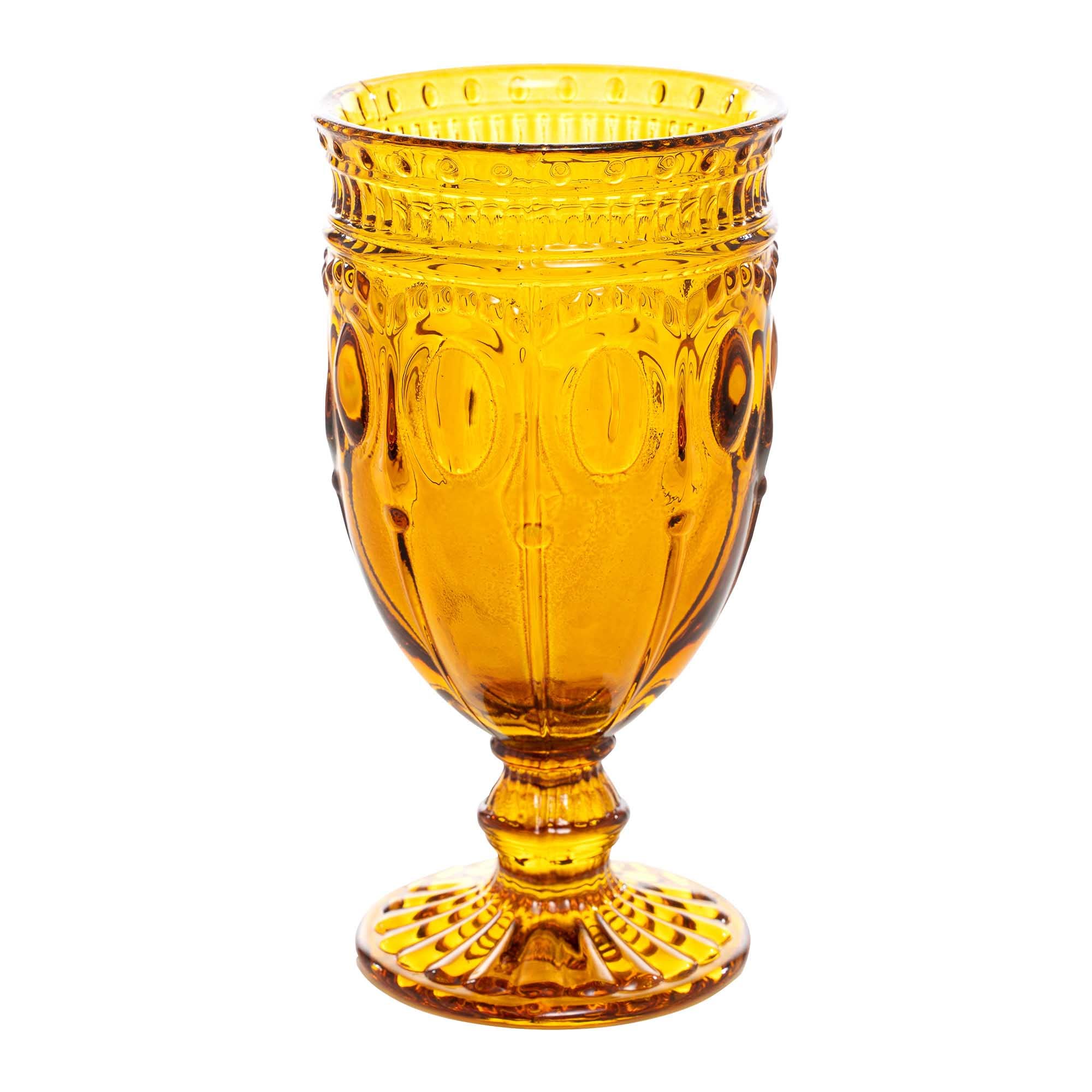 Simple Elements Vintage Amber Wine Glass Goblet Set 3.5"W x 6.5"H 10 oz Set of 6