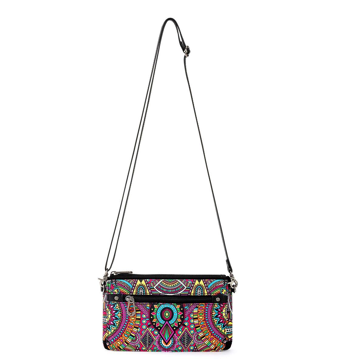 Sakroots Womens Eco-twill Sakroots Corin Smartphone Flap Crossbody in Eco Twill, Rainbow Wanderlust, One Size US