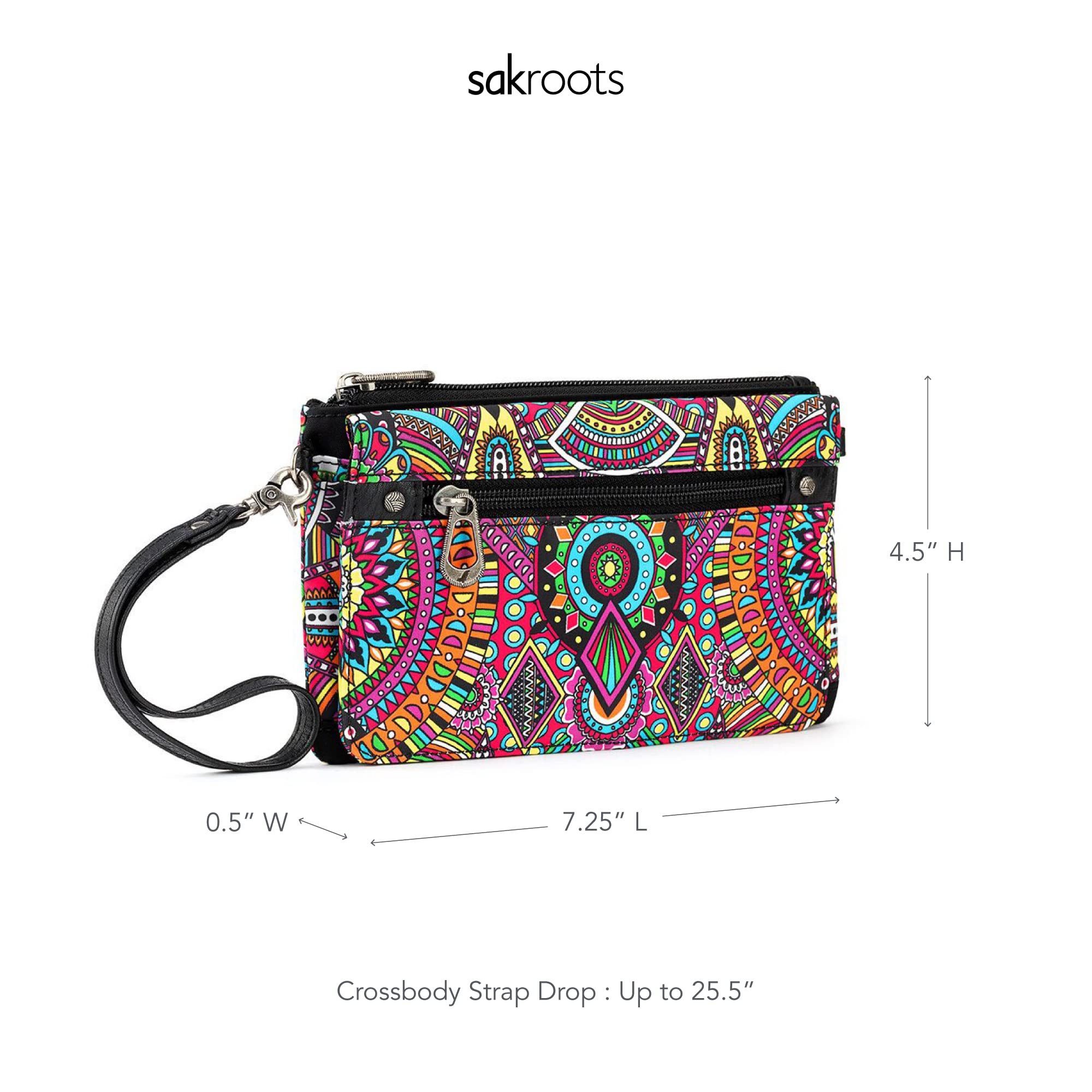 Sakroots Womens Eco-twill Sakroots Corin Smartphone Flap Crossbody in Eco Twill, Rainbow Wanderlust, One Size US