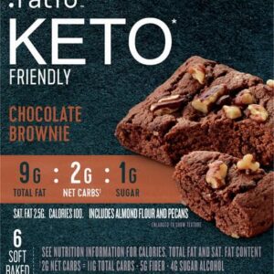 Ratio Soft Baked Bars, Chocolate Brownie, 1g Sugar, Keto Friendly, 5.34 OZ (6 Bars)