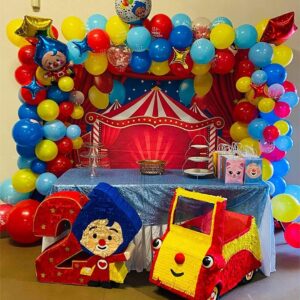 Cenven Red Circus Carnival Backdrop Curtain Stars Birthday Party Photography Background Newborn Baby Shower Birthday Cake Table Decorations 7x5FT, 7x5FT(width 210cm x Height 150cm)