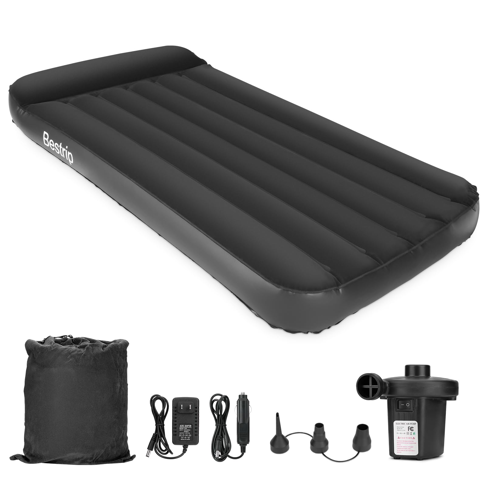 Bestrip Air Mattress Twin Size Inflatable Bed with Electric Air Pump Single Camping Blow Up Mattress, Camping Accessories