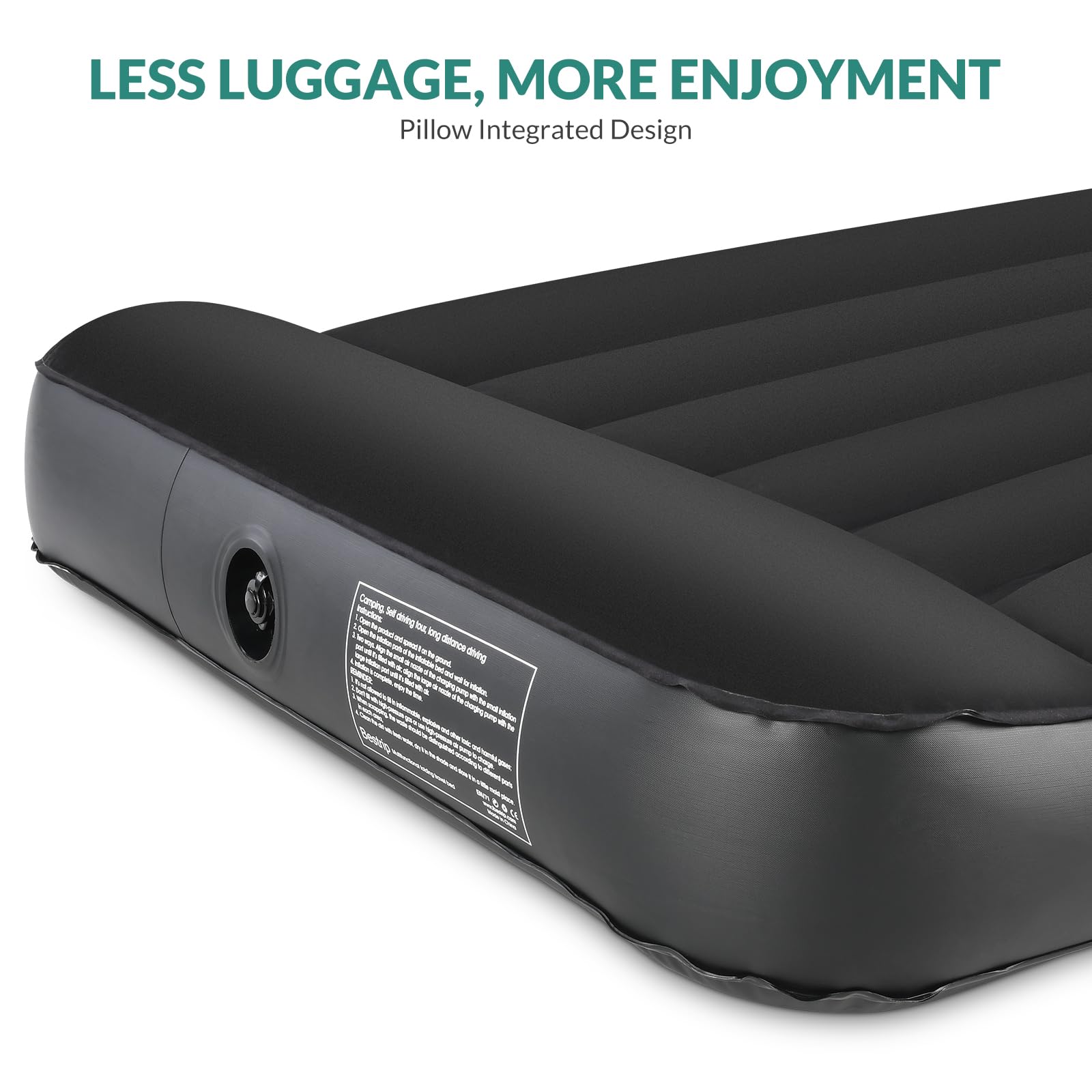 Bestrip Air Mattress Twin Size Inflatable Bed with Electric Air Pump Single Camping Blow Up Mattress, Camping Accessories