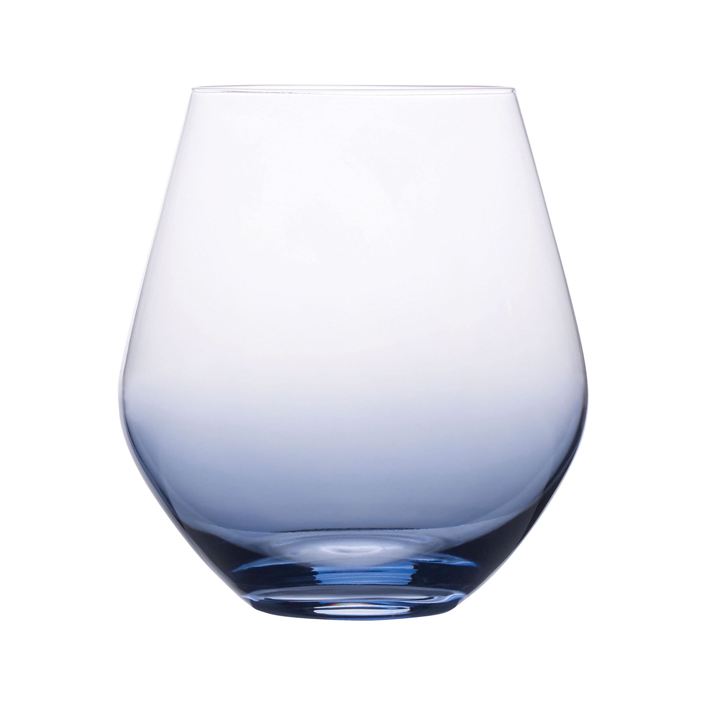 Mikasa Gianna Ombre Stemless Wine Glasses, 4 Count (Pack of 1), Blue