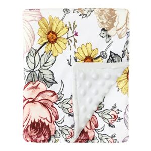 hnhuaming floral baby blankets, floral toddler blanket for boys girls, dotted backing, double layer, crib receiving blanket, for nursery/stroller/toddler bed/carseat, 30 x 40 inch