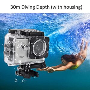 Entatial 1080P Camera, Camera Accessory LCD Screen Camera, Waterproof Camera for Indoor Outdoor(Silver)